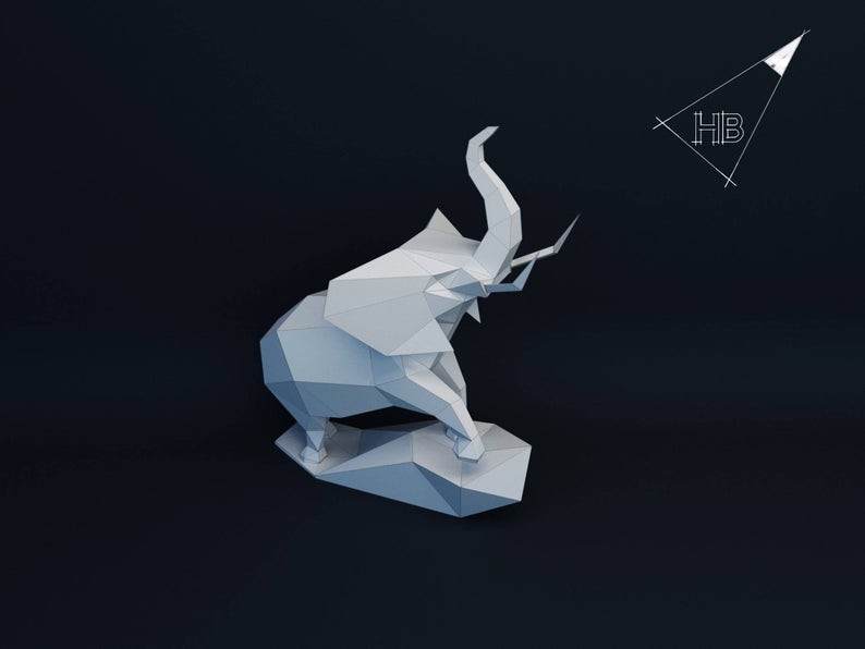 Olifant op Rots 3D Papier Model (Wit/Grijs) Papier | SlimSpul ...